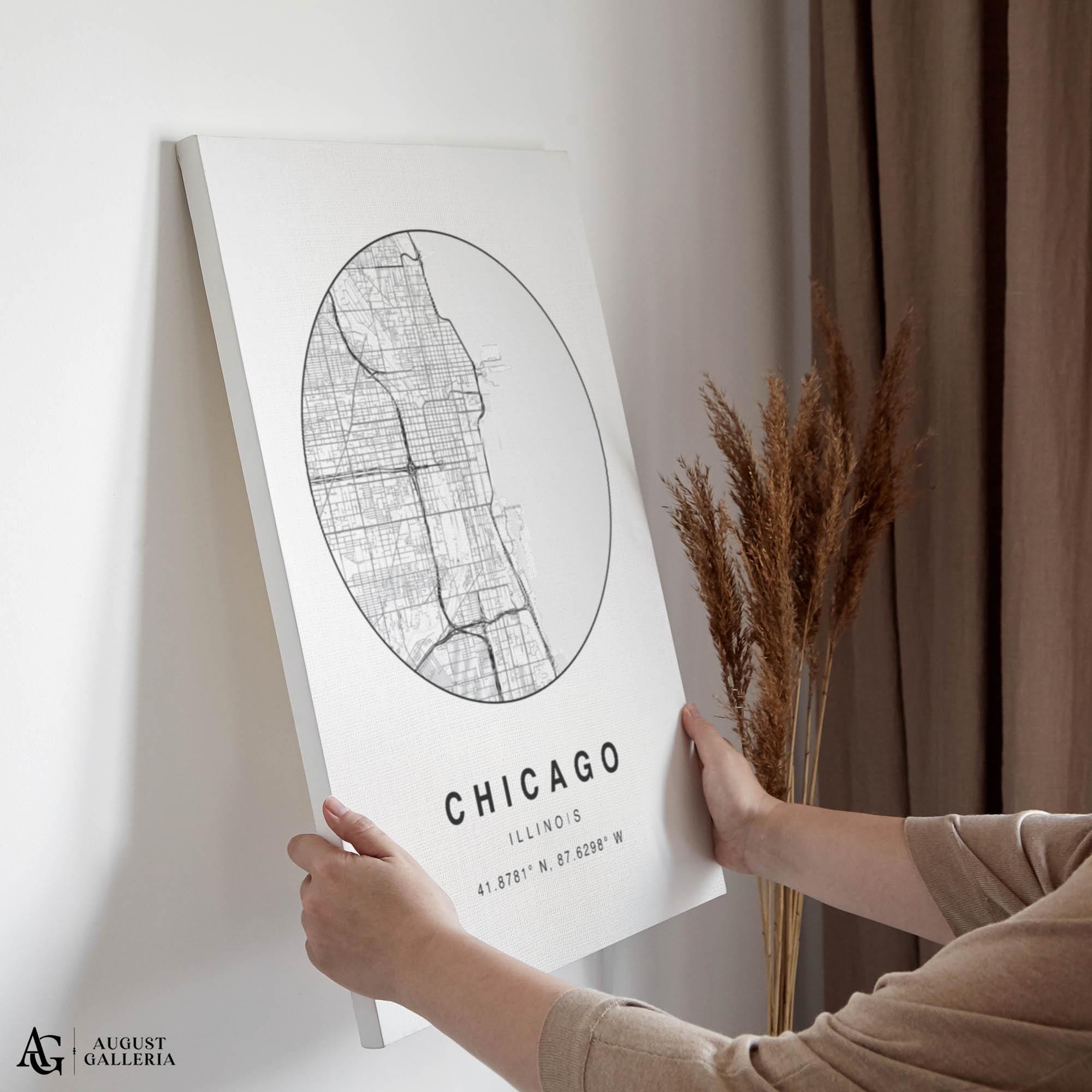 Chicago Minimalist Map Print | Modern Black & White City Map Poster ...