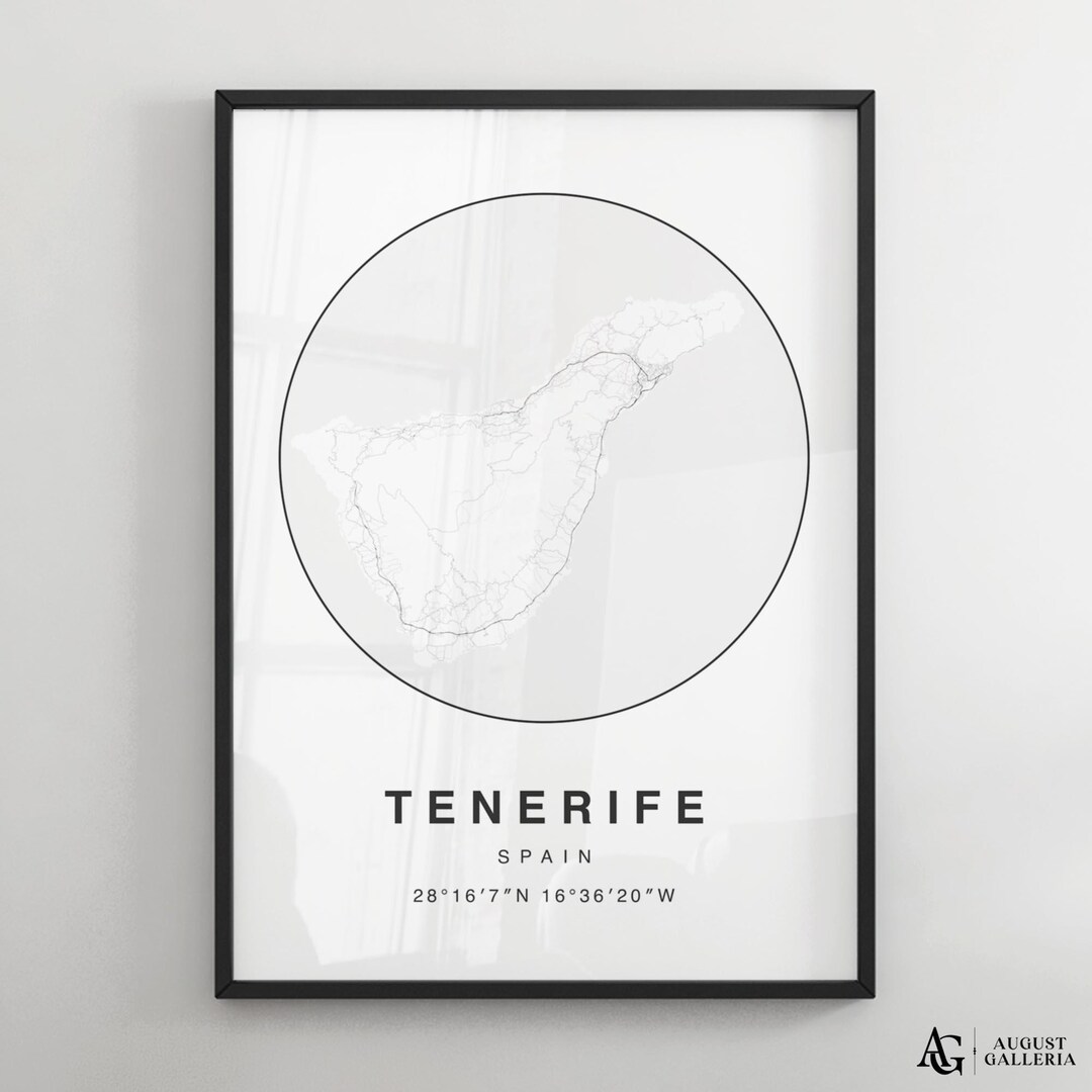 Tenerife Minimalist Map Print | Modern Black & White City Map Poster ...