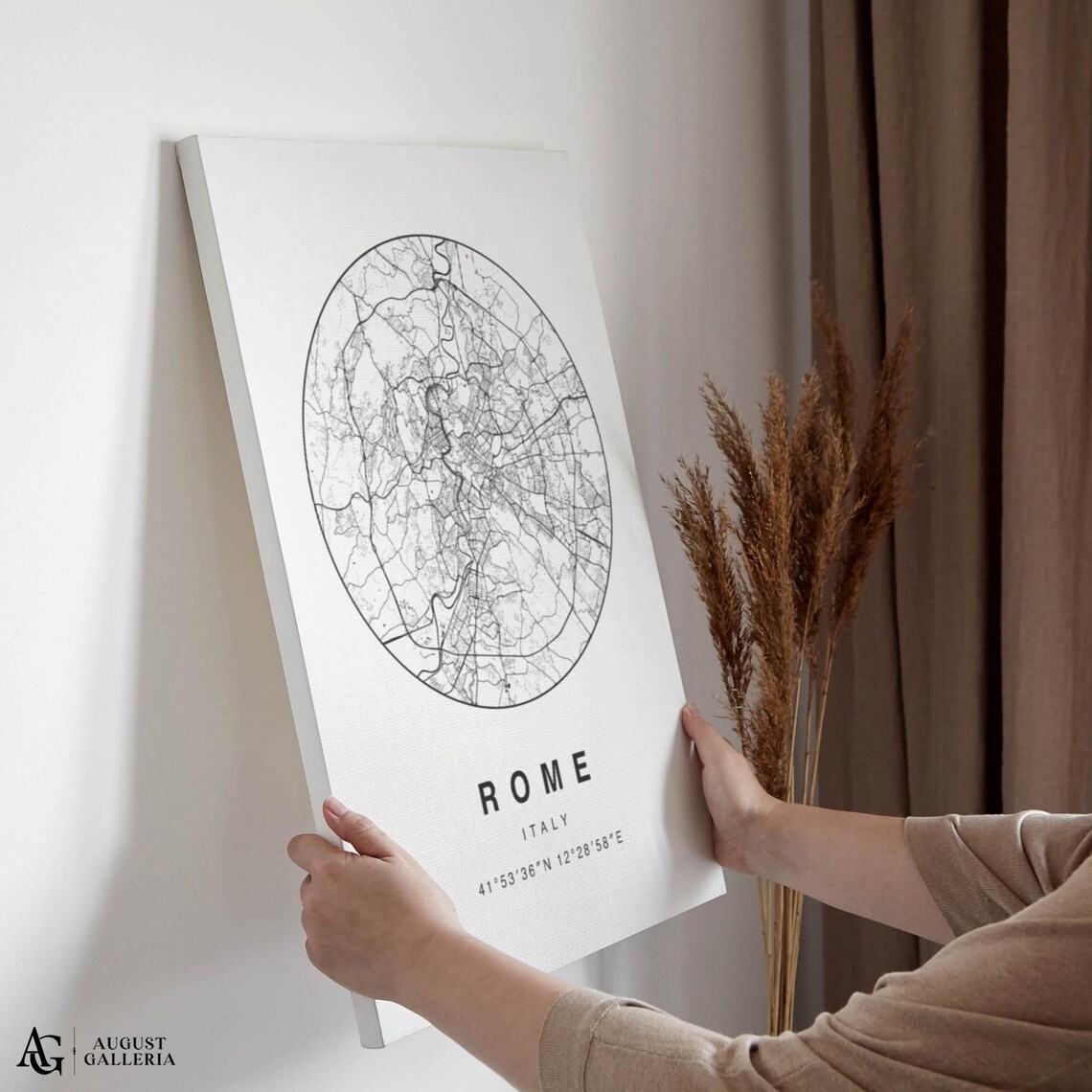 Rome Minimalist Map Print | Modern Black & White City Map Poster | Rome ...