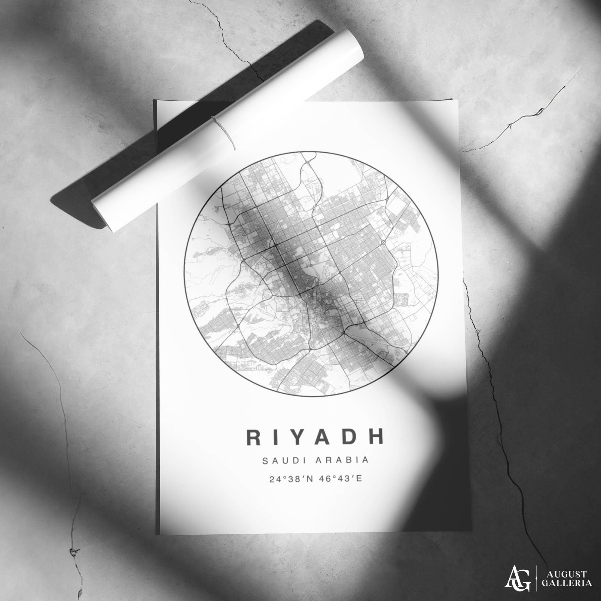 Riyadh Minimalist Map Print | Modern Black & White City Map Poster ...
