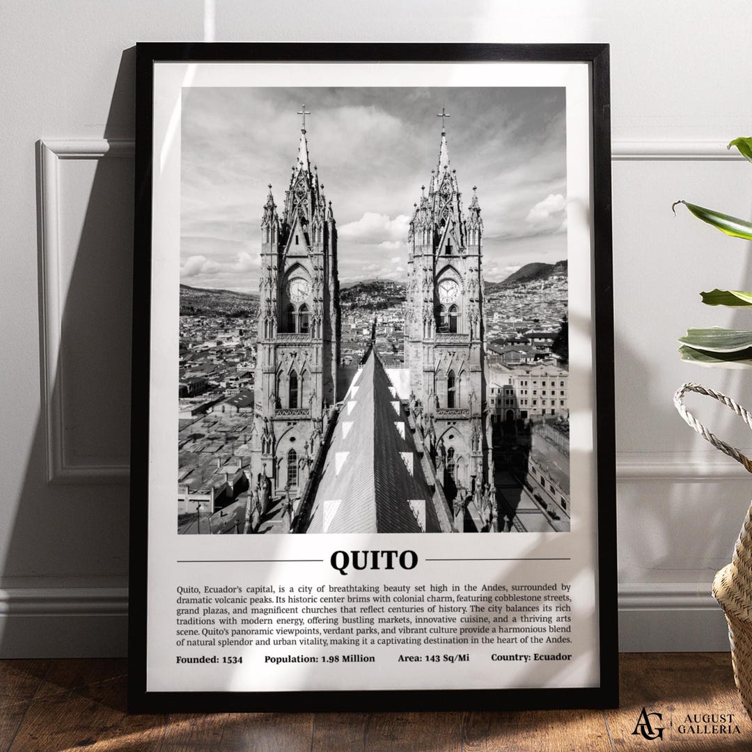 Quito Black & White City Print | Modern City Poster | Quito Wall Art ...