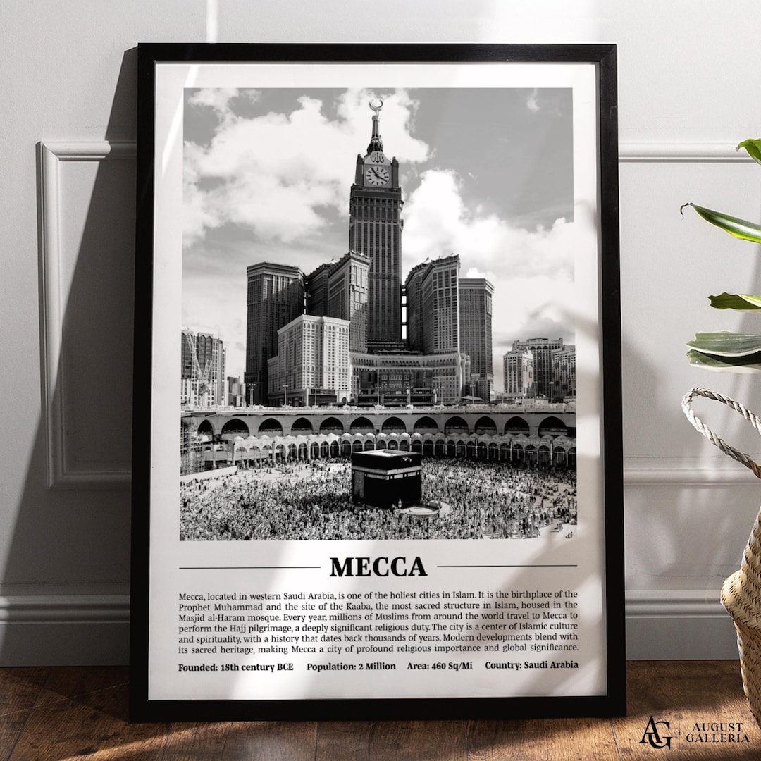 Mecca Black & White City Print | Modern City Poster | Mecca Wall Art ...