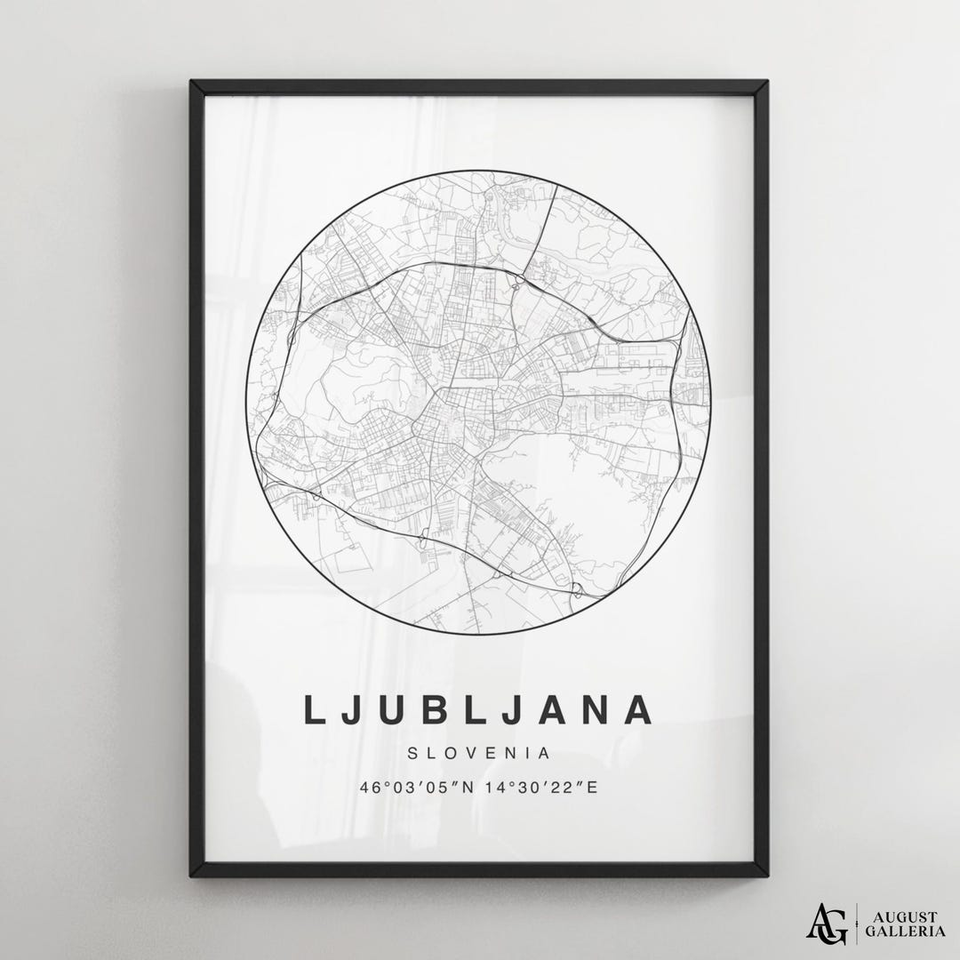 Ljubljana Minimalist Map Print | Modern Black & White City Map Poster ...