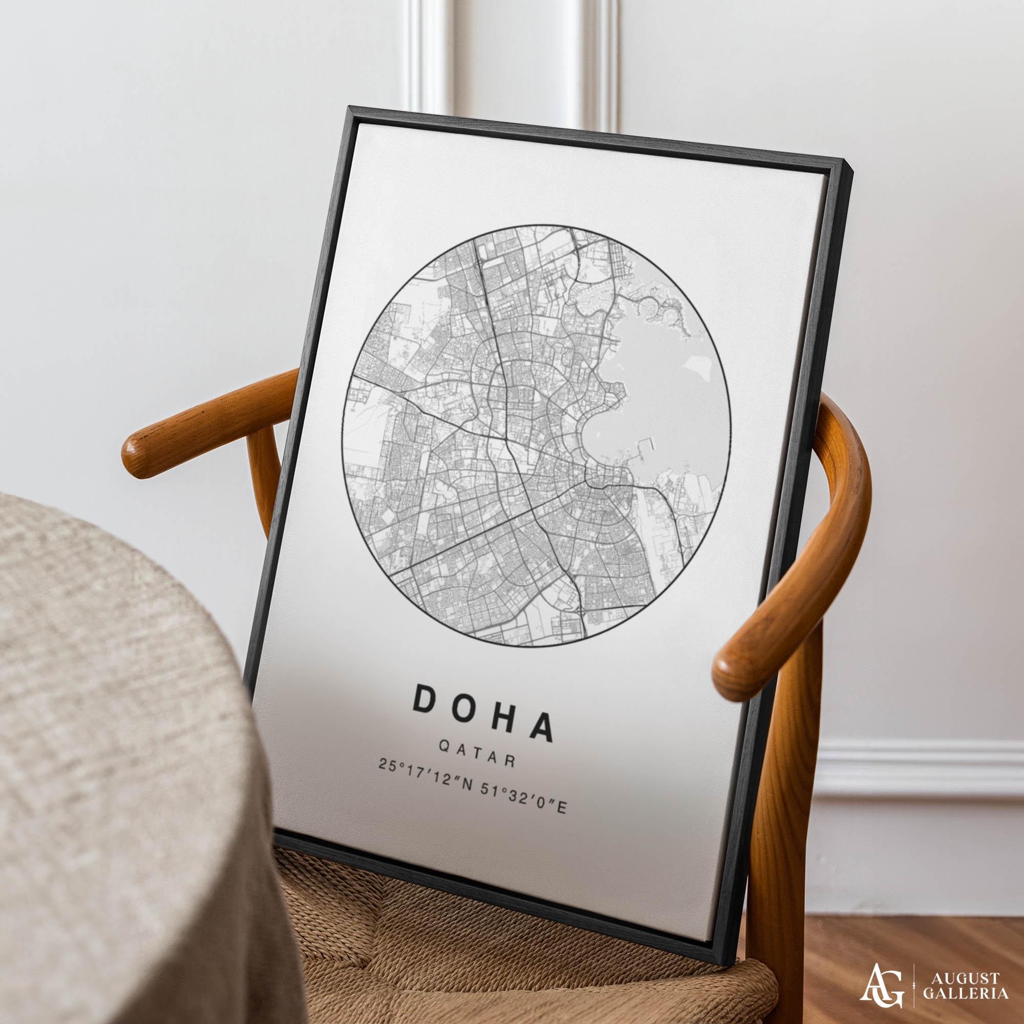 Doha Minimalist Map Print | Modern Black & White City Map Poster | Doha ...