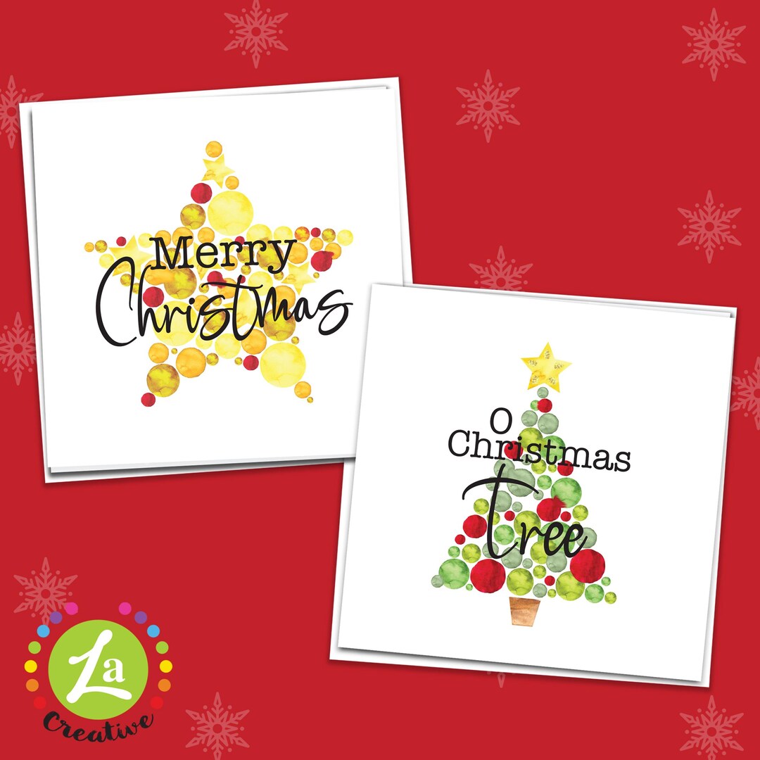 Watercolour Spotty Dotty Tree & Star Pack of 6 Christmas Cards - Etsy