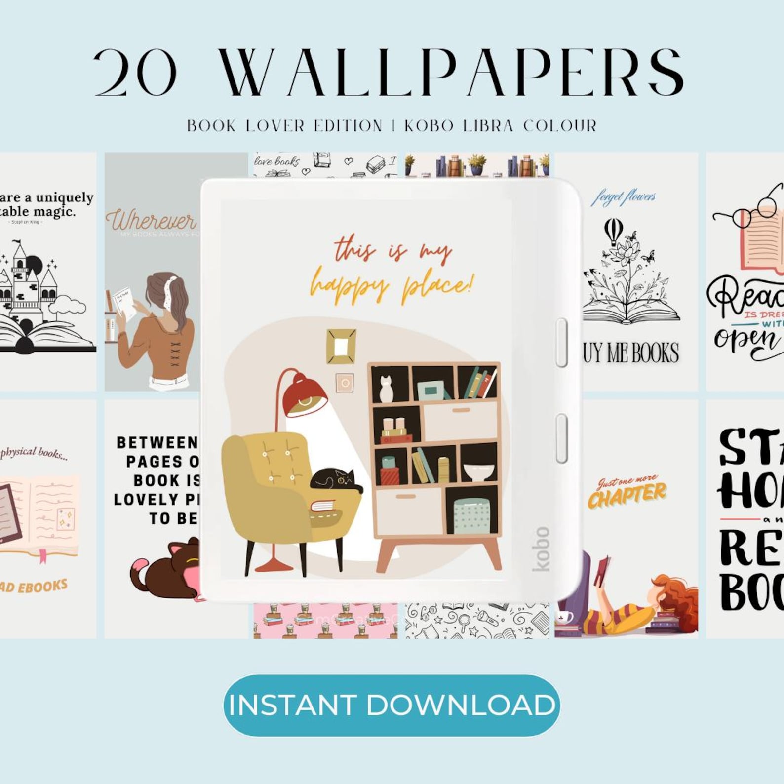 20 Wallpapers | Book Lover Edition | Kobo Libra Colour - Etsy
