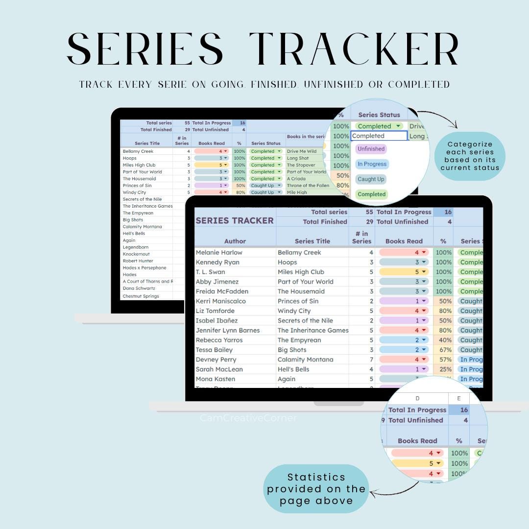Yearly Book Tracker for Google Sheets/excel - Etsy