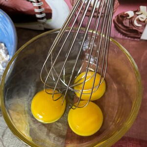 Raw Eggs (3) and a Suspended Whisk in a Pyrex Glass Bowl Fake Food ...