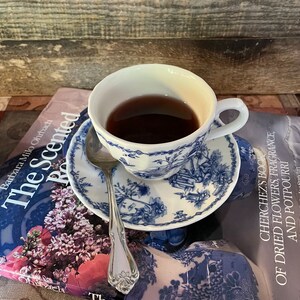 Cup of Black Tea in a Chelsea Toile Blue White Teacup Fake Photo Prop ...