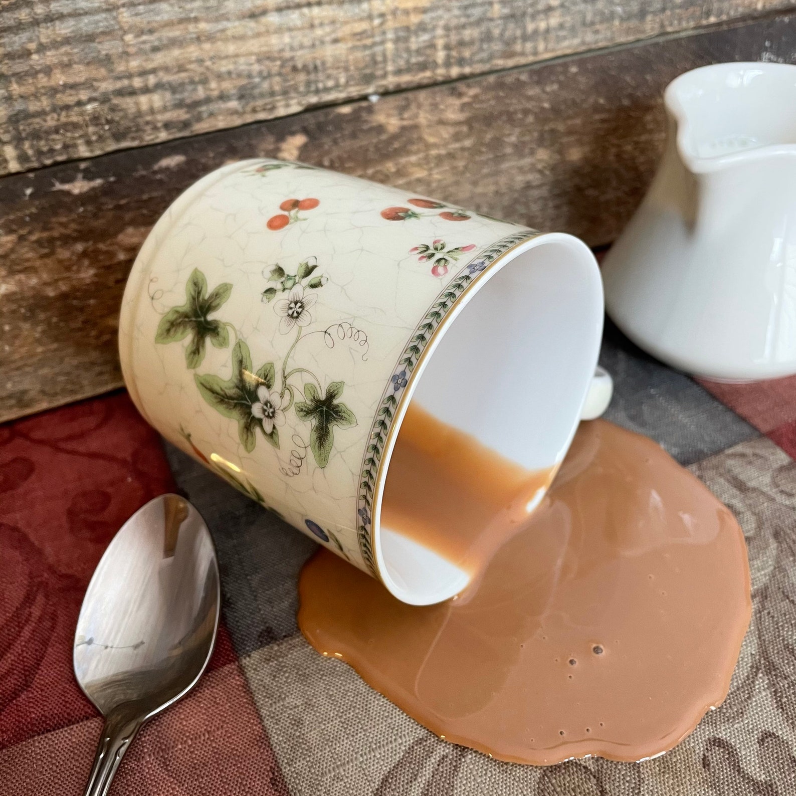 Coffee Wedgwood Mug Spilled Fake Drink Photo Staging Prop | Etsy