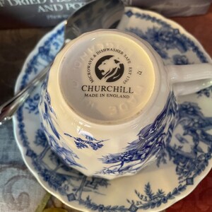 Cup of Black Tea in a Chelsea Toile Blue White Teacup Fake Photo Prop ...