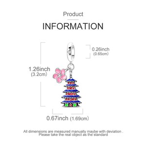Japan Bead Fits Pandora Charm Bracelet, Silver Japanese Pagoda, Sakura ...