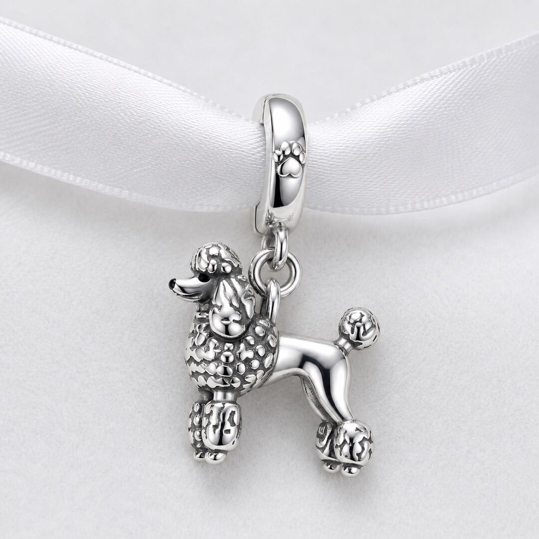 Silver Poodle Bead Fits Pandora Charm Bracelet, Detailed Dog Animal ...