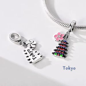 Japan Bead Fits Pandora Charm Bracelet, Silver Japanese Pagoda, Sakura ...