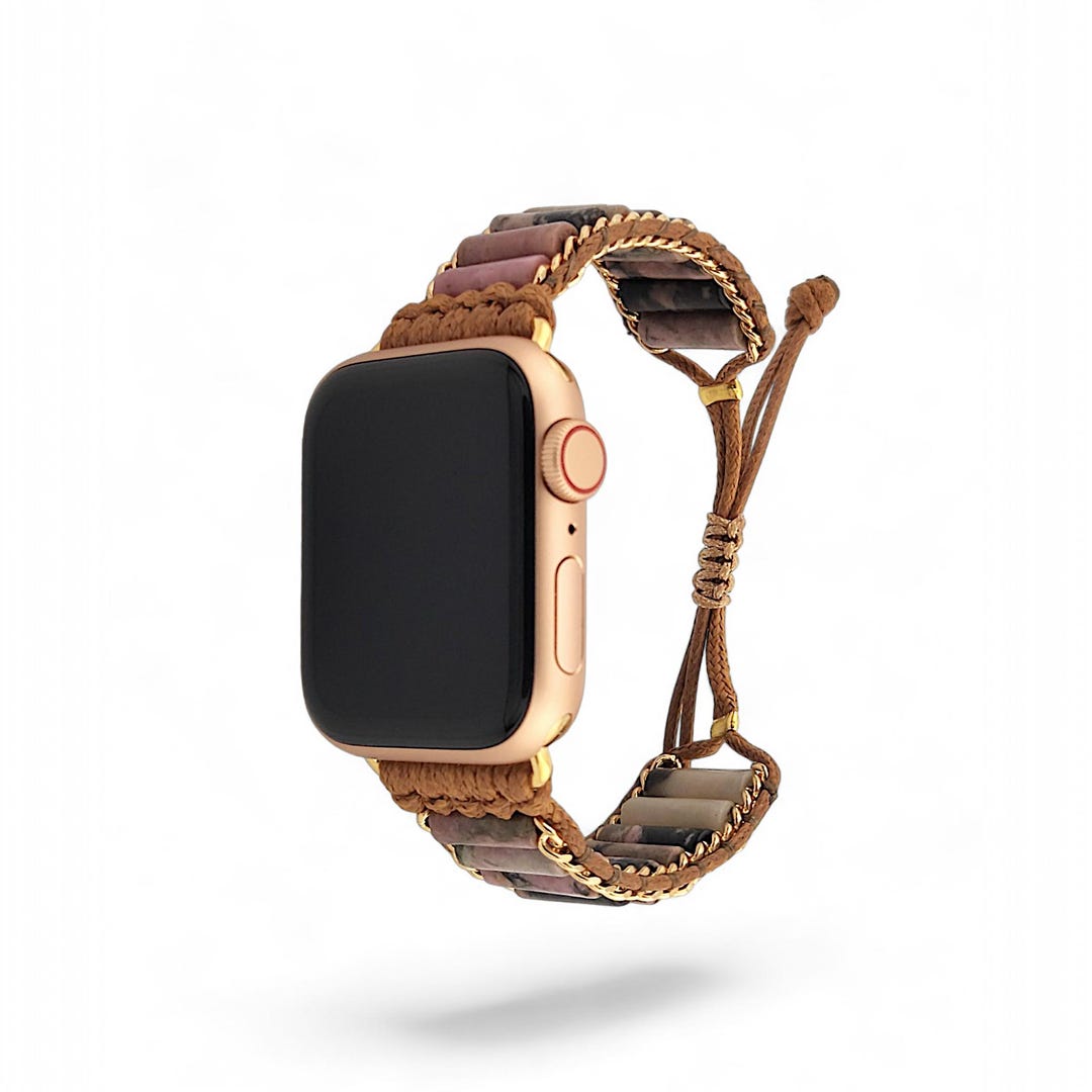 Rhodonite Apple Watch Band: Handmade Pink Gemstone Strap for Emotional ...