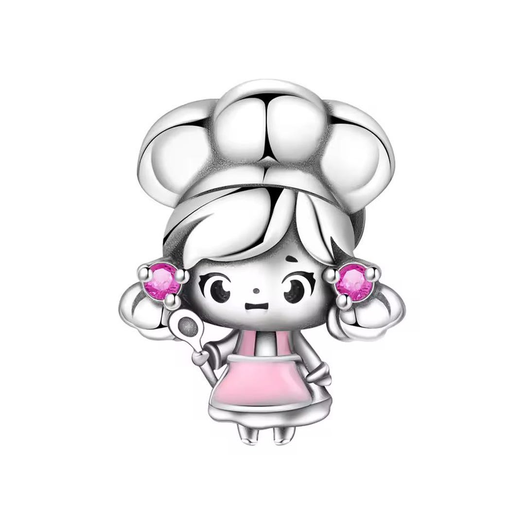 Chef Girl Pandora Charm | Baker Cook Bead | Pink Apron Spoon | Culinary ...