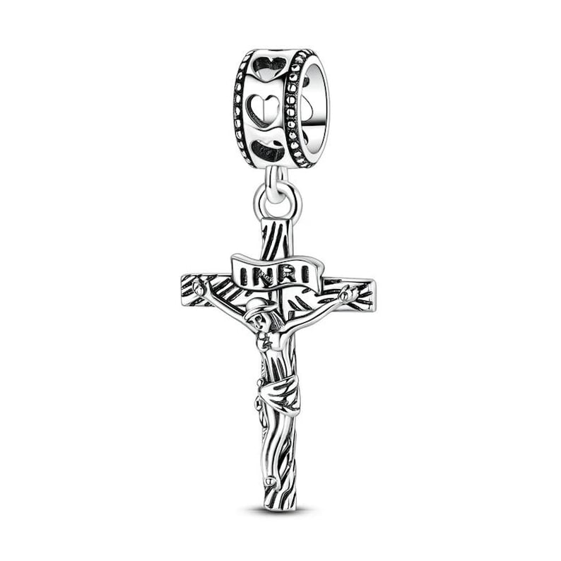 Jesus Cross Bead Fits Pandora Charm Bracelet, INRI Crucifix Silver ...