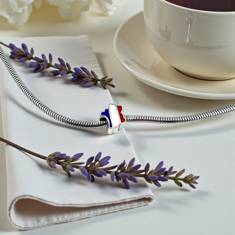 France Bead Fits Pandora Charm Bracelet, Silver French Map Flag, Paris ...