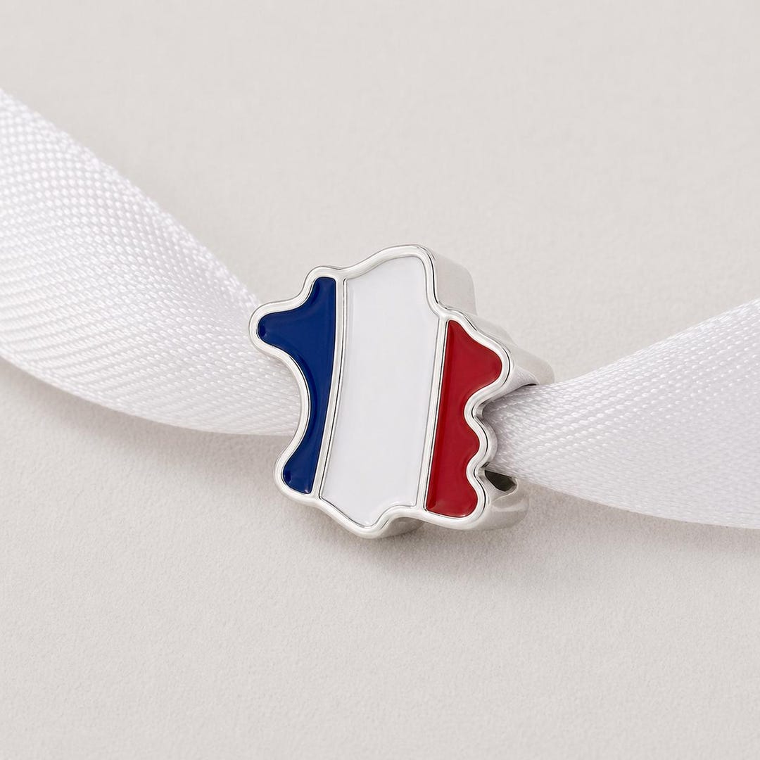 France Bead Fits Pandora Charm Bracelet, Silver French Map Flag, Paris ...