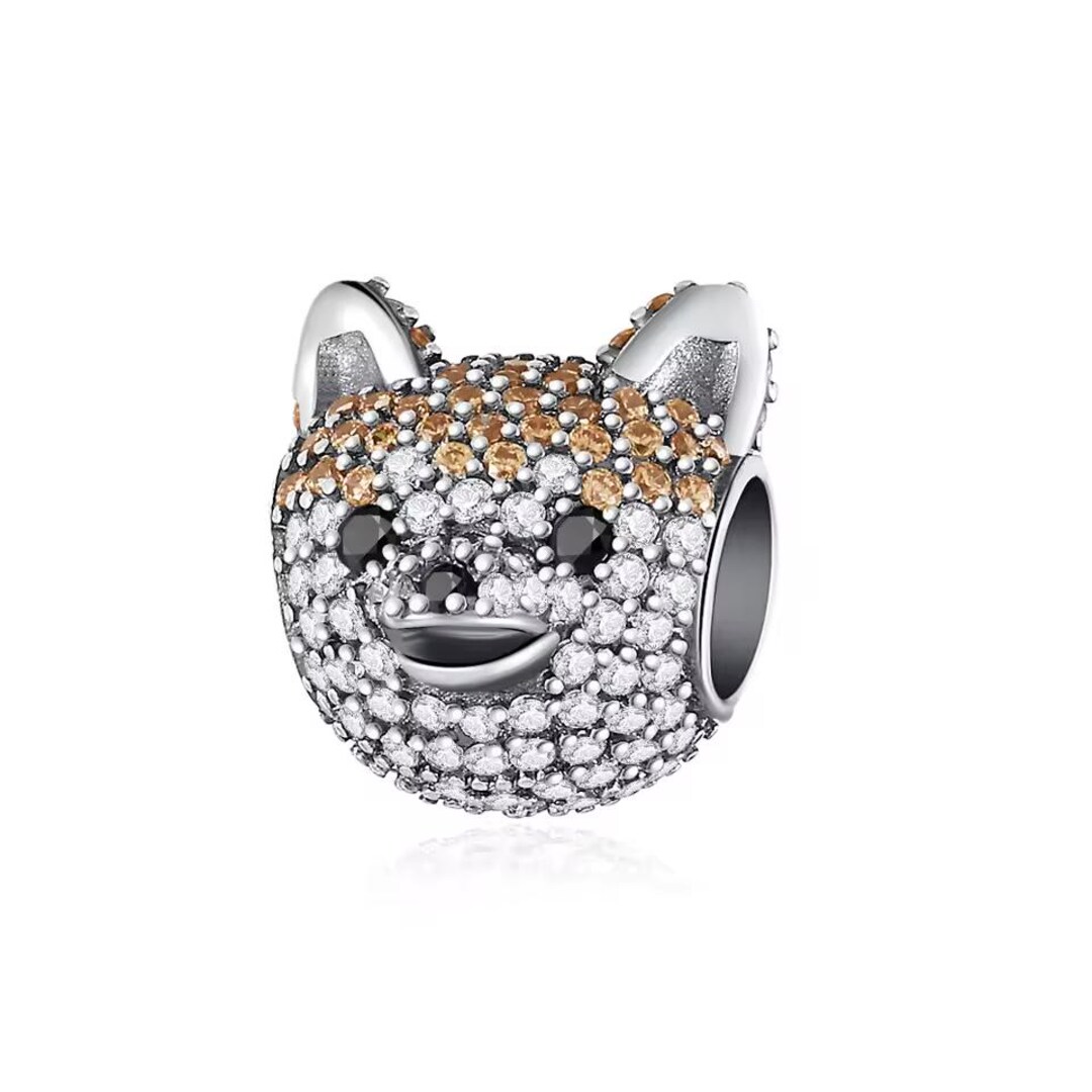 Shiba Inu Pandora Charm | Orange Crystal Pave Dog Bead | Akita Corgi ...