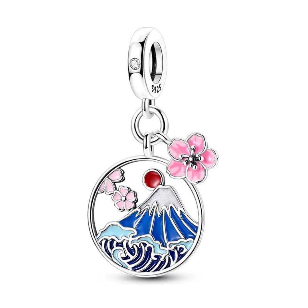 Japan Pandora Charm 925 Silver | Mount Fuji Sakura Flower Jewelry ...