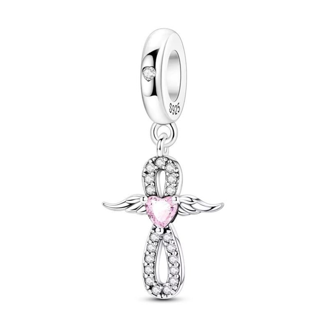 Angel Wing Cross Pandora Charm | Infinity Pink Silver Heart | Religious ...