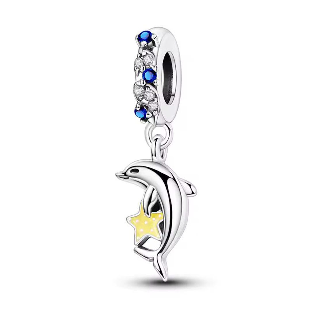 Dolphin & Star Dangle Charm: Sterling Silver, Blue Crystal, Pandora ...