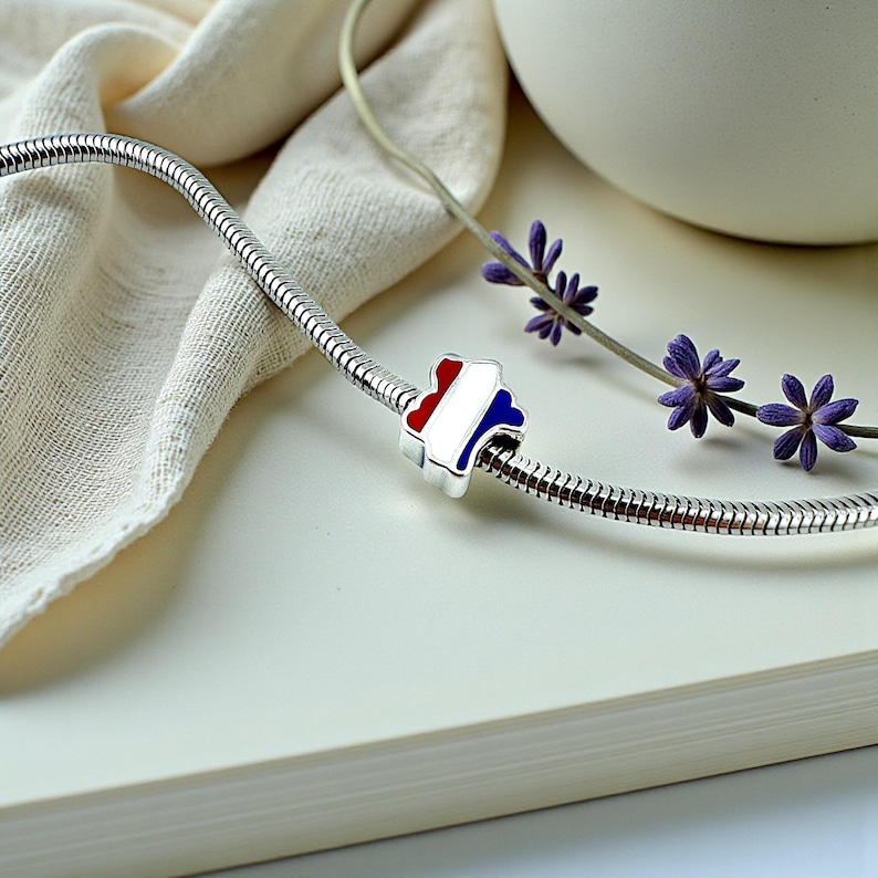 France Bead Fits Pandora Charm Bracelet, Silver French Map Flag, Paris ...