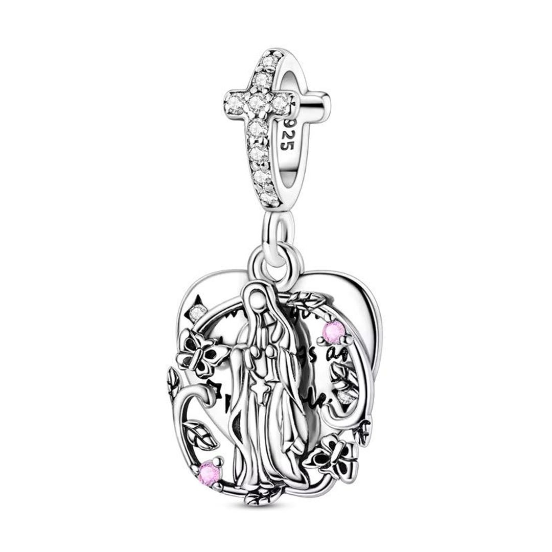 Virgin Mary Bead Fits Pandora Charm Bracelet, Silver Christian Quote ...