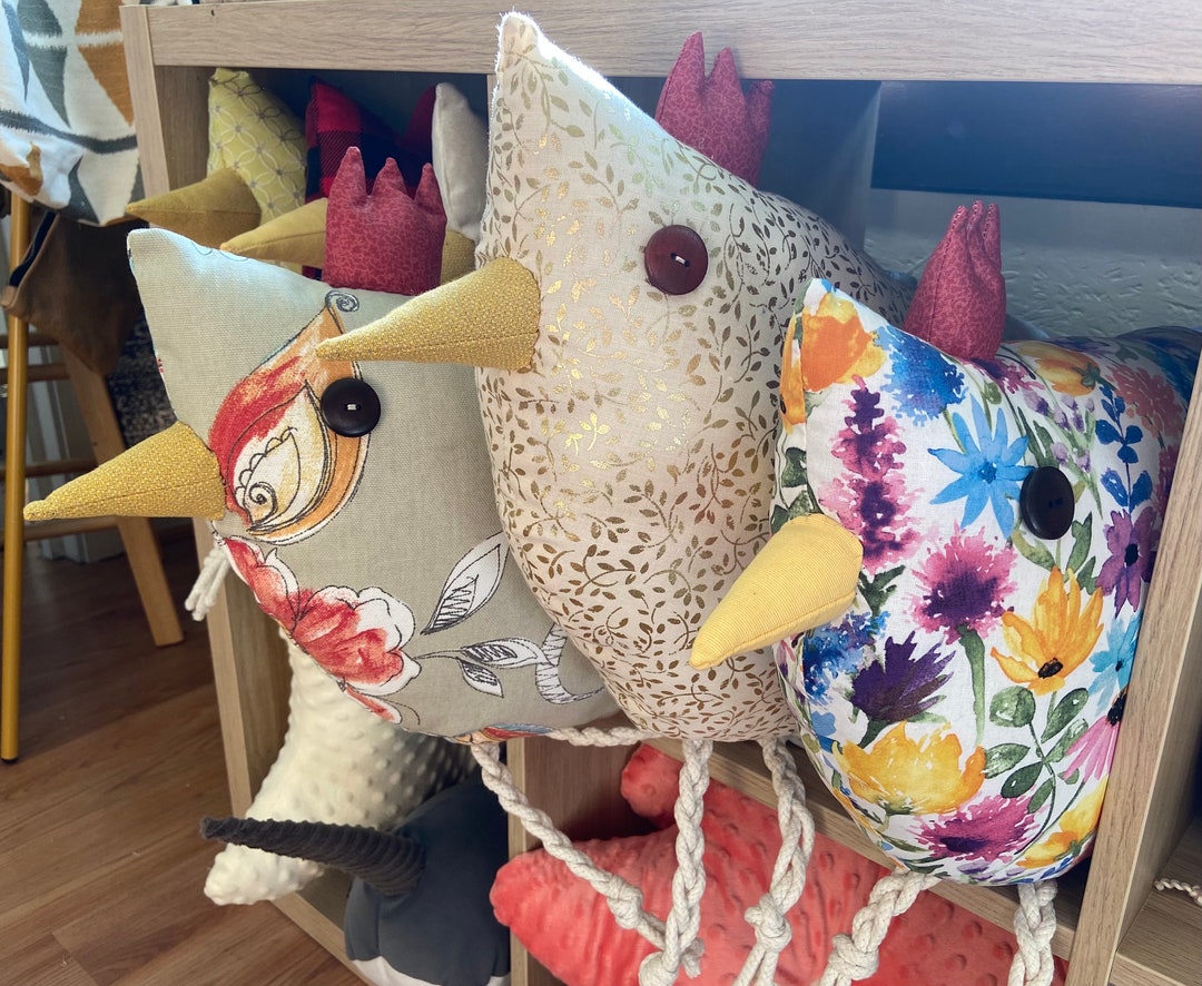 Big Chicken Pillow in Multi Fabrics - Etsy
