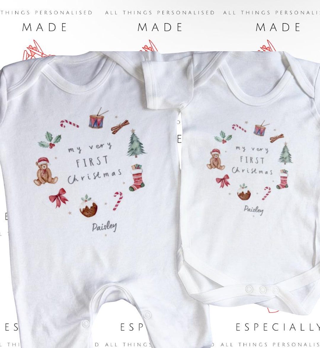 My First Ever Christmas Sleepsuit and Vest - Etsy