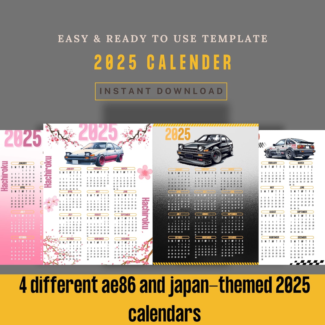 Initial D Toyota AE86 2025 Calendar: Drift-themed Car Guy Gift (digital ...