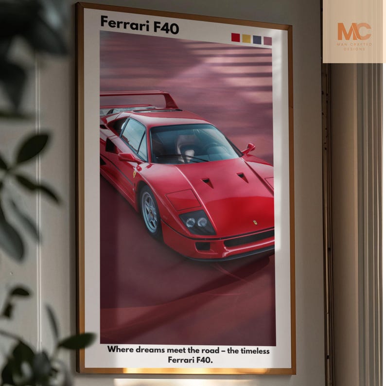 Ferrari F40 Poster Set: Vintage Automotive Wall Art (digital Download ...
