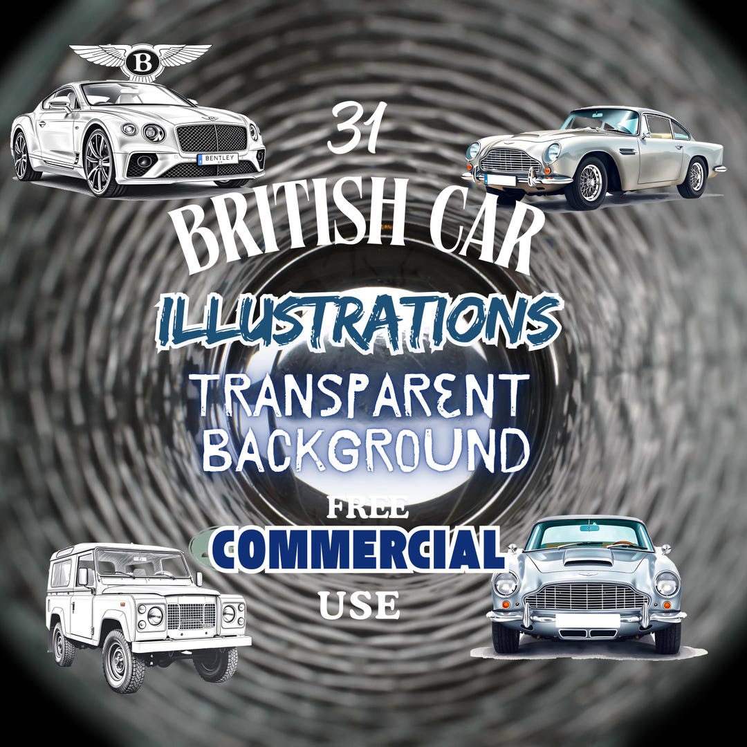 Vintage British Car Clipart: Watercolor Car Illustrations (digital ...