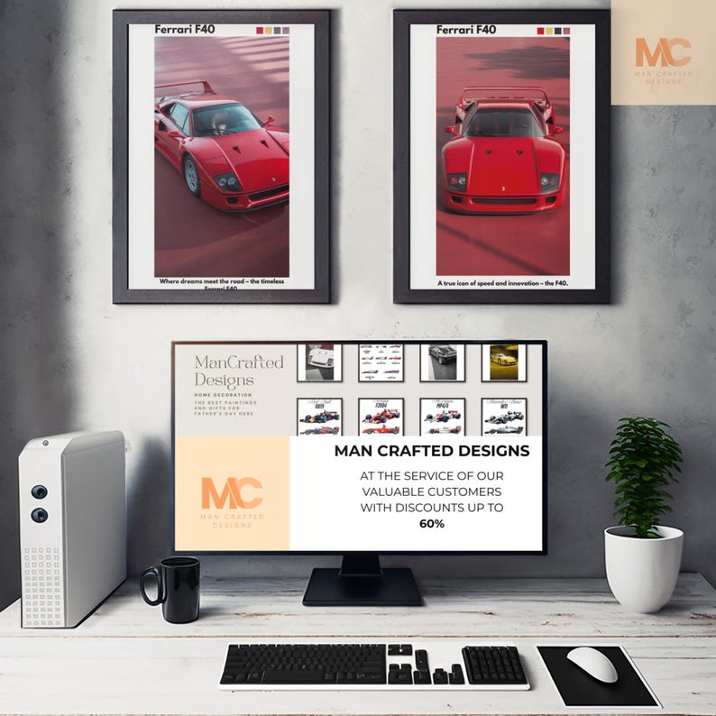 Ferrari F40 Poster Set: Vintage Automotive Wall Art (digital Download ...