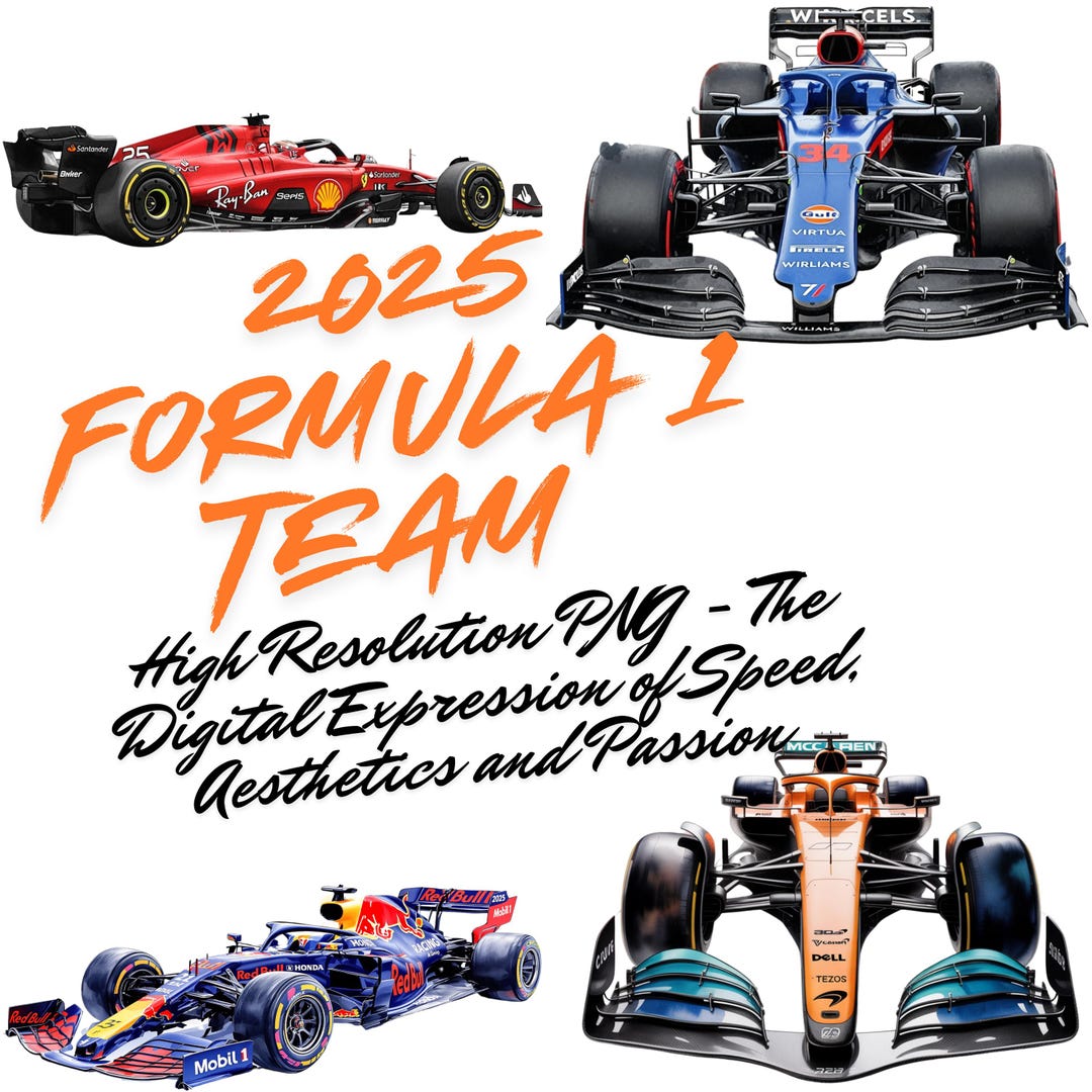 2025 F1 Car Clipart Bundle: 50 PNG Race Car Graphics (digital Download ...