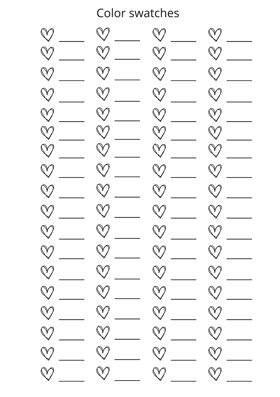Color Swatch Cards - Etsy