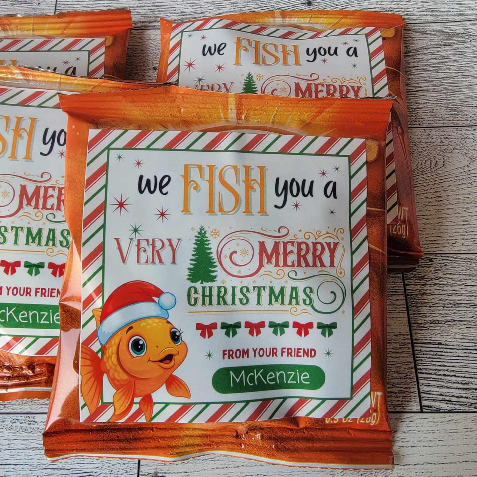 Editable Christmas Goldfish Snack Bag Label, Printable (canva Template ...