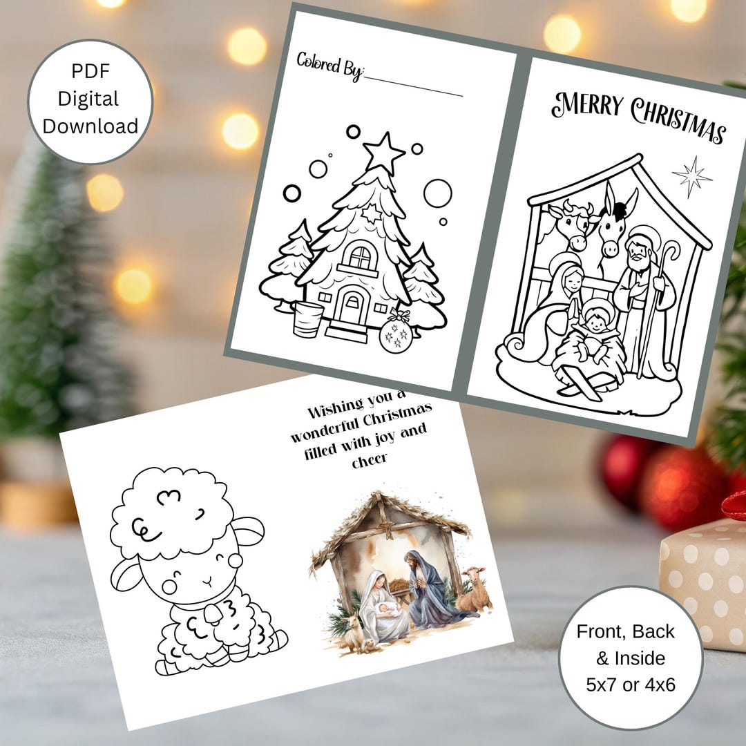 Christmas Nativity Coloring Card for Kids (digital Download) - Etsy