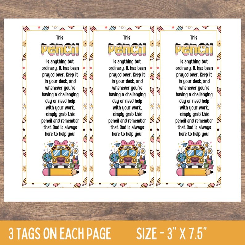 Pencil Prayer Gift Tag | Christian Back to School (digital Download) - Etsy