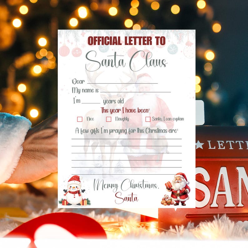 Printable Letter to Santa | Christmas Wish List (digital Download) - Etsy
