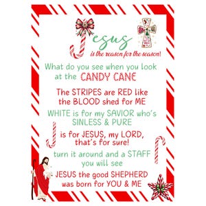 Candy Cane Christian Poem Tag, Christmas Gift (instant Download) - Etsy