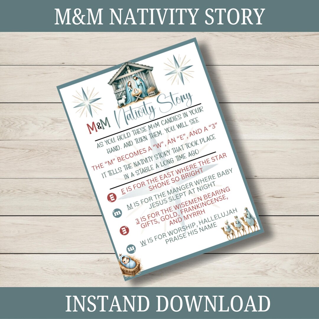 M&M Nativity Story Printable Tags | Christmas Gift (PDF) - Etsy