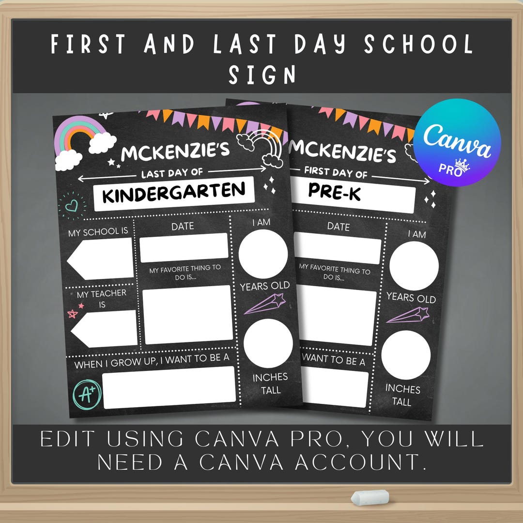 Editable First and Last Day School Sign | Printable Back to School ...