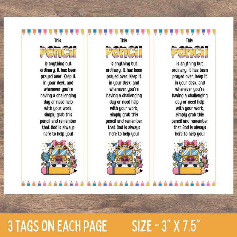 Pencil Prayer Gift Tag | Christian Back to School (digital Download) - Etsy