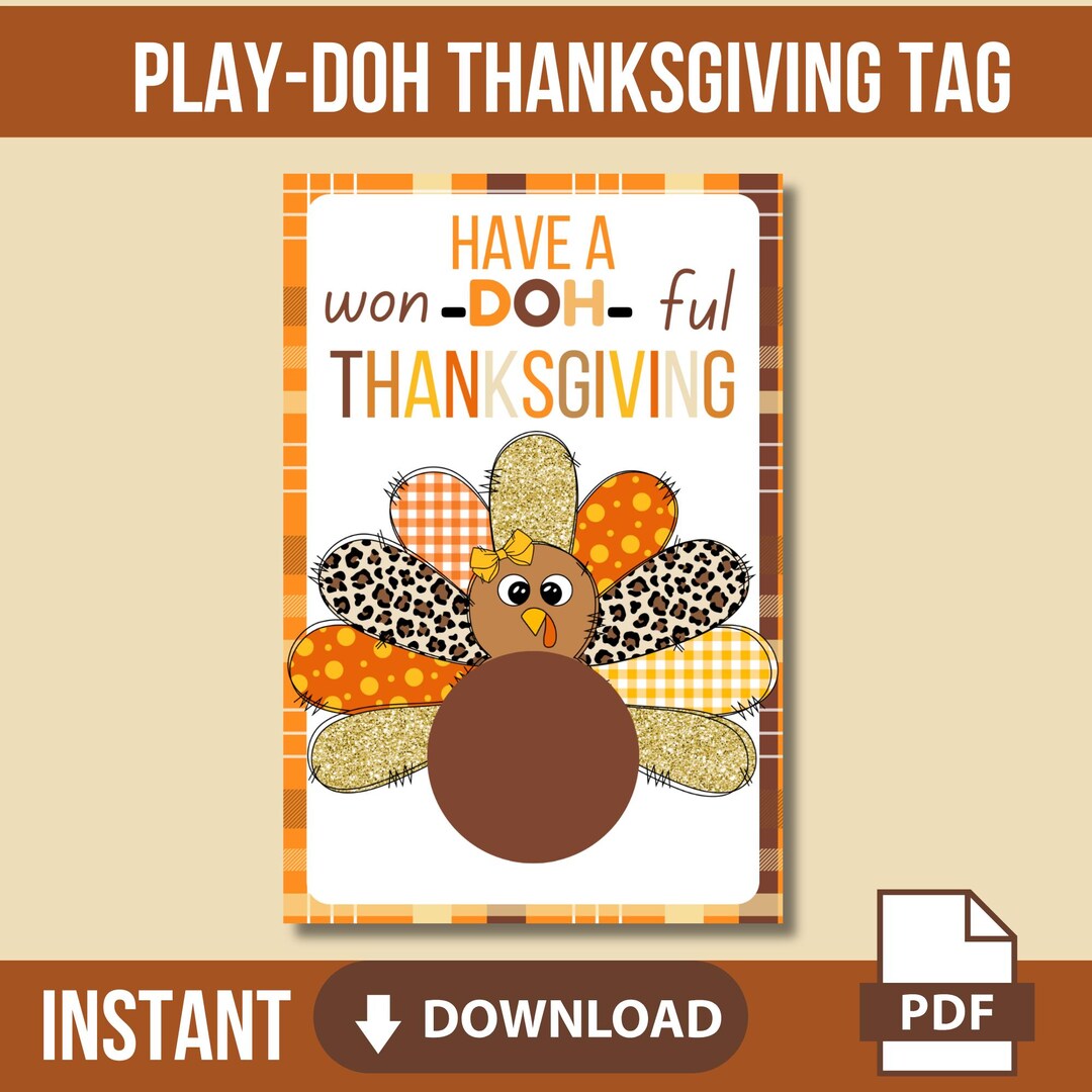 Play Doh Thanksgiving PDF Card Tags | Printable PDF | Classroom Favors ...