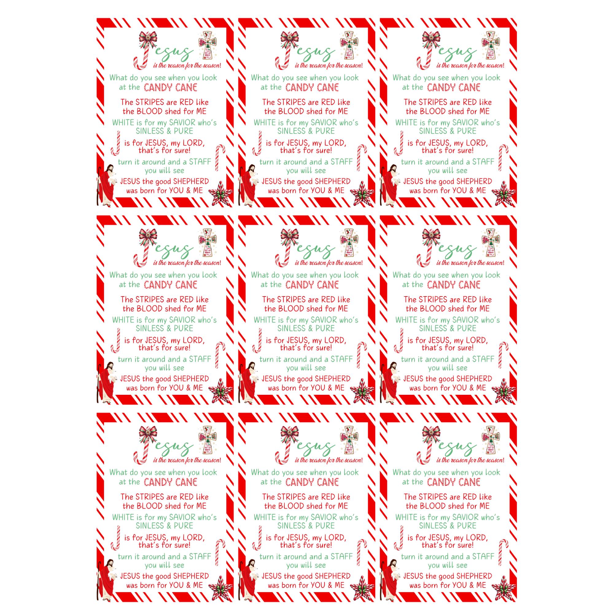 Candy Cane Story Printable Tag, Candy Cane Christian Poem, Christmas ...