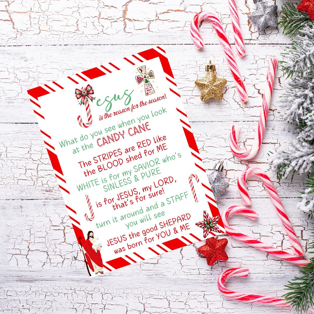 Legend of the Candy Cane Printable Tag, Candy Cane Christian Poem ...