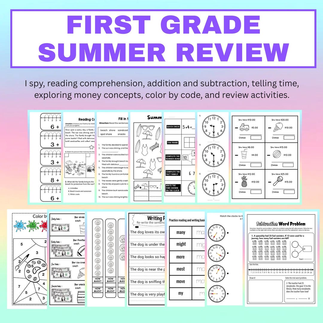 First Grade | Summer Review | Worksheets | Teacher Resources ...