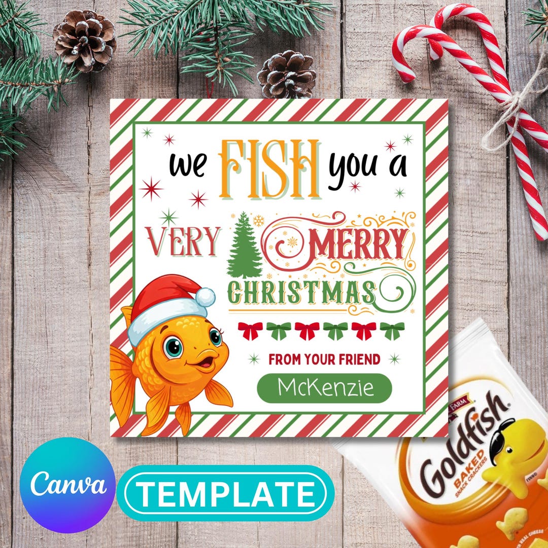 Printable, Editable, Christmas Snack Bag Labels | Christmas Goldfish ...